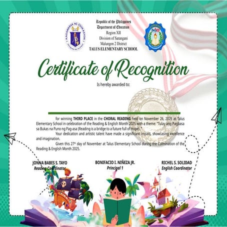 Certificates of recognition DEPED slides | PPTX