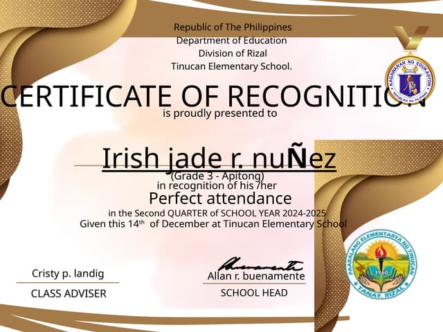 DepEd Certificates-Recognition for quarterly recognition | PPTX