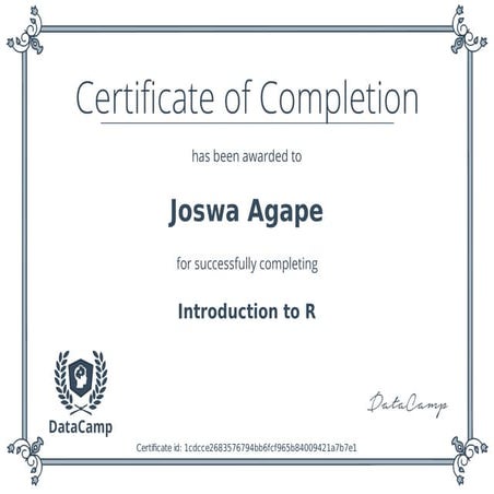 Introduction to R Certificate | PPT