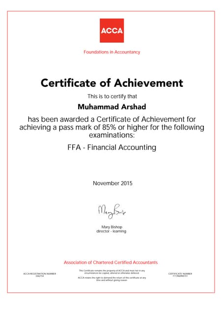 ACCA completion Certificate | PDF