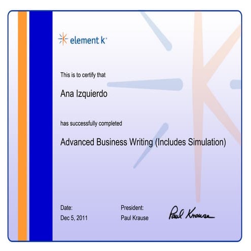 Certificate Advanced Business Writing | PPT
