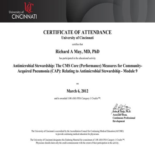 Certificate Antimicrobial Stewardship Module 9 - The CMS Core ...