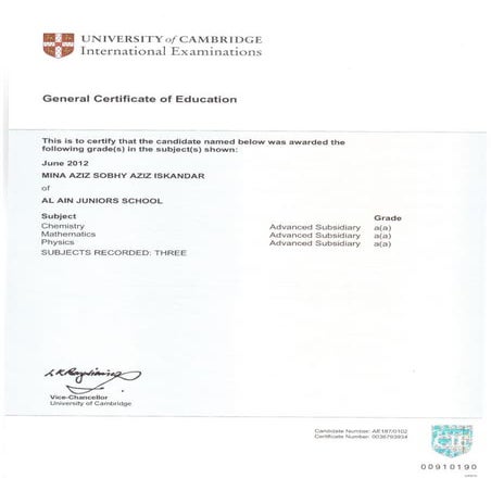 IGCSE Certificate