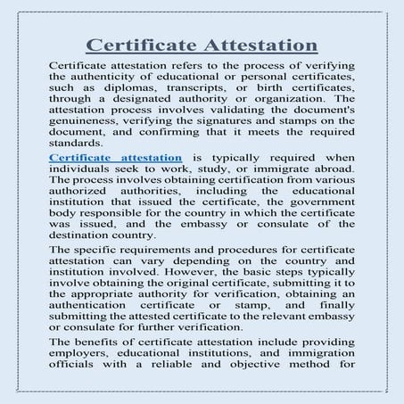 Certificate Attestation | PDF