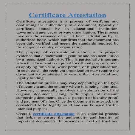 Certificate Attestation | PDF
