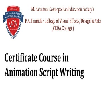 Certificate course in animation script writing | PPT