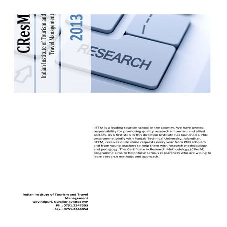 Certificate Course in Research Methodology (CResM) at IITTM | PDF