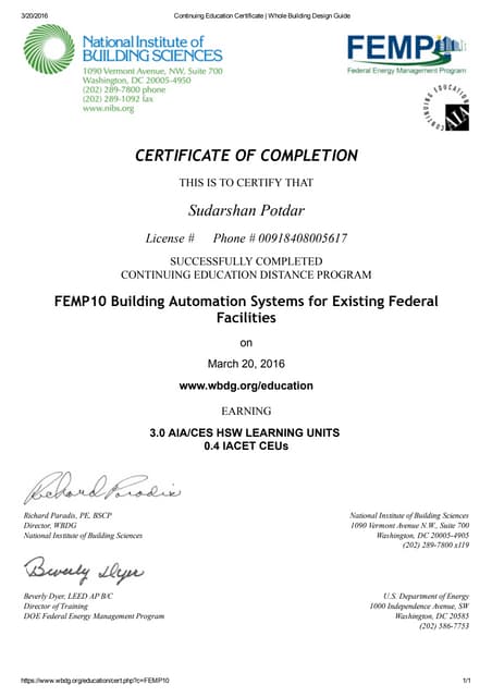 Certificate _FEMPFTS12 Labs, Data Centers, and High‐Tech Facilities | PDF