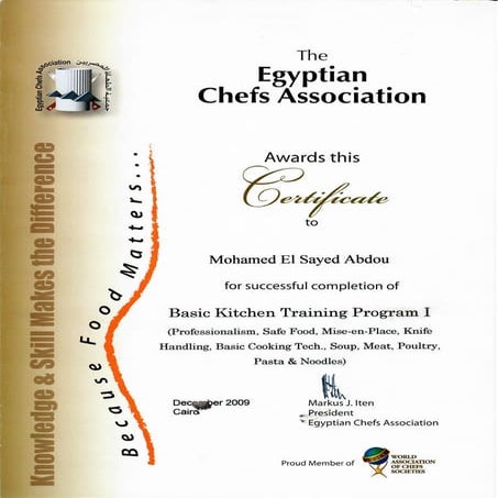 Certificate for basic kitchen training | PDF