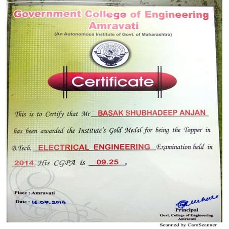 Gold Medalist in Electrical Engineering | PDF