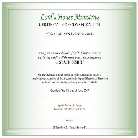 Certificate For Bishops | PPT
