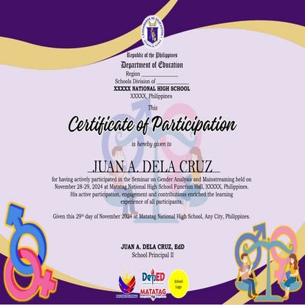 Certificate for Participants for GAD activity | PPTX