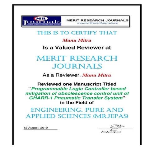 04. Merit Research Journals Certificate | PDF