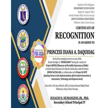 certificate for SINING NG PAG ASA.pptx