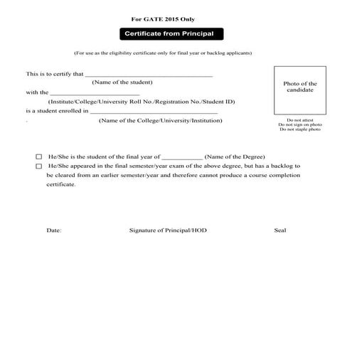 Certificate from principal | PDF