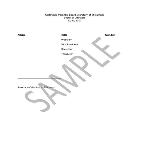 Certificate from the board secretary of all current | PDF