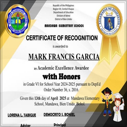 certificate grade 6 graduate 2018.pptx. EDITABLE | PPTX
