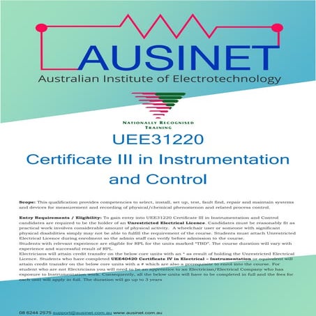 Certificate iii in instrumentation and control | PDF