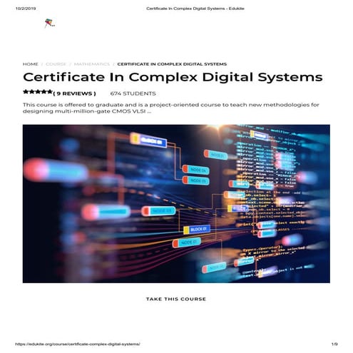 Certificate In Complex Digital Systems - Edukite | PDF