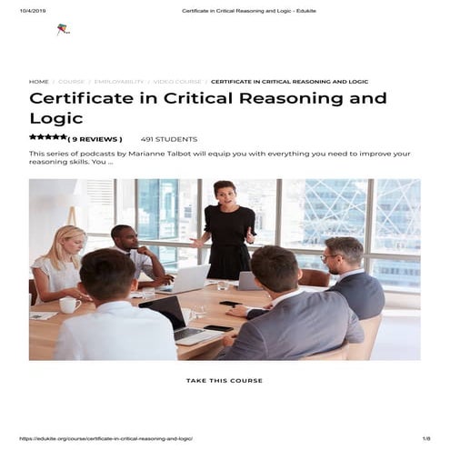 Critical Reasoning and Logic, critical thinking course uk, logic and critical thinking course ...
