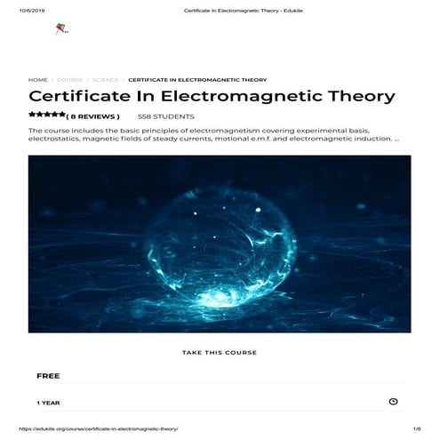 Certificate In Electromagnetic Theory - Edukite | PDF