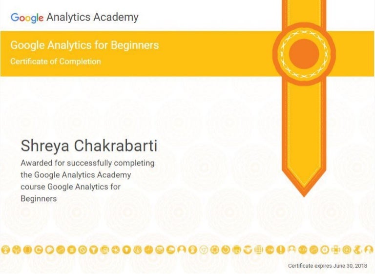 Certificate in google analytics beginners