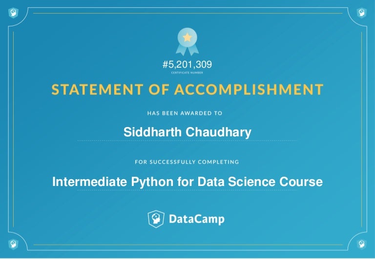 Certificate intermediate python for data science