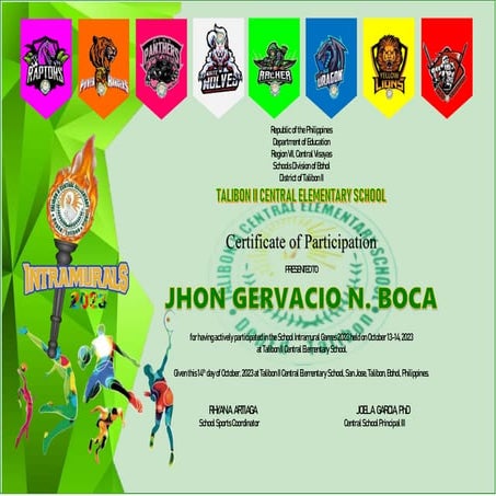 certificate intrams in different sport events | DOCX
