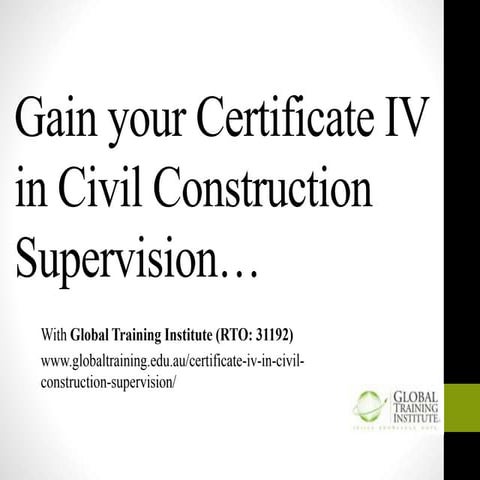 Certificate IV in Civil Construction Supervision | PPTX