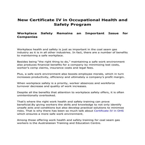 Certificate iv in ohs | DOCX