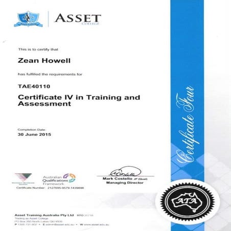 Certificate iv training and assessment | PDF