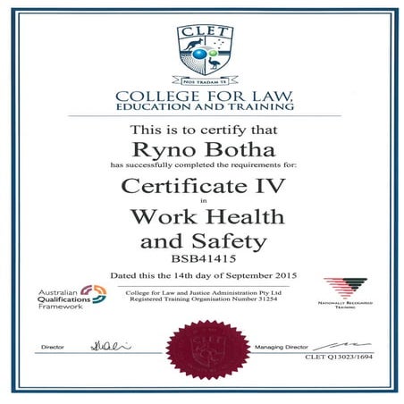 Certificate iv work health and safety | PDF