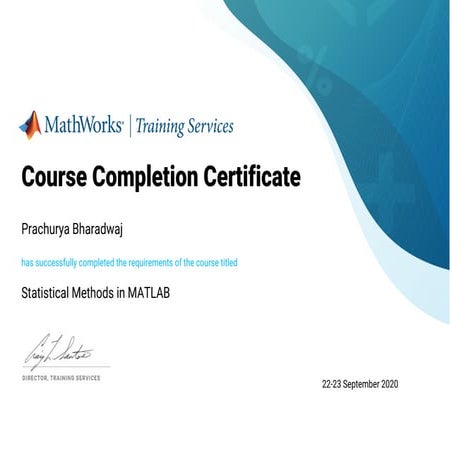 Certificate matlab statistics | PDF