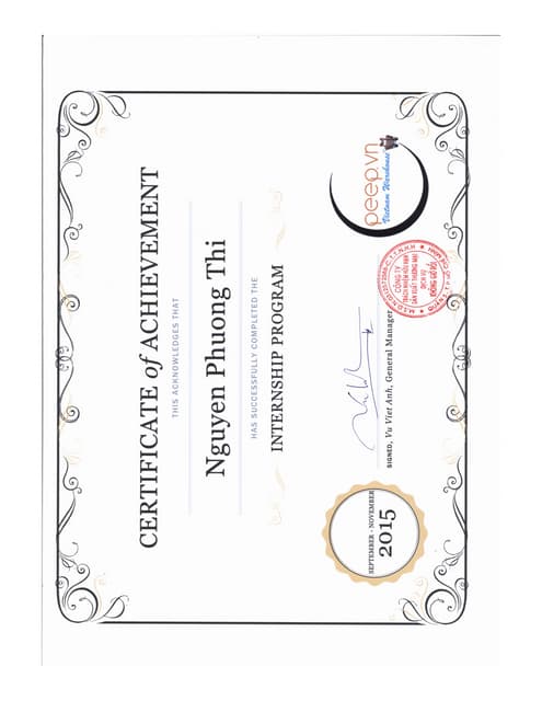 Certificate ISU 2016 Thi Nguyen | PDF