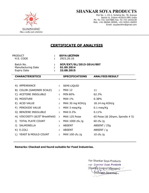Certificate Of Analysis COA of Copper Sulfate Pentahydrate | PDF