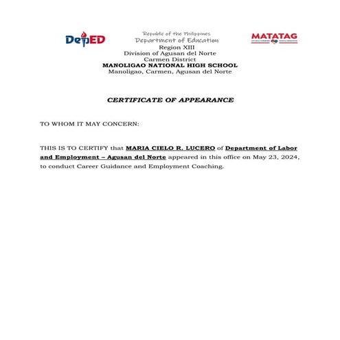 Sample Certificate Of Appearance Govt Of Appearance India Certified