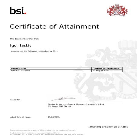 Certificate of Attainment | PDF