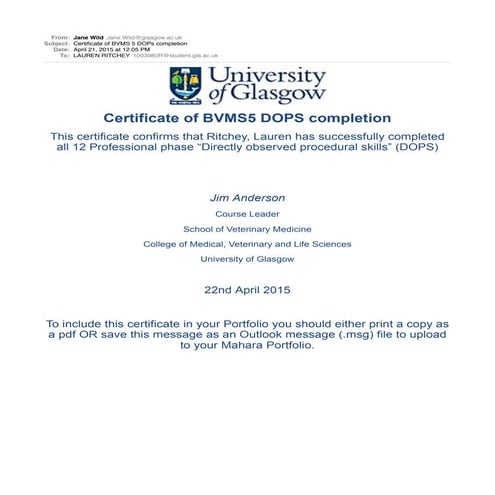 Certificate of bvms 5 do ps completion