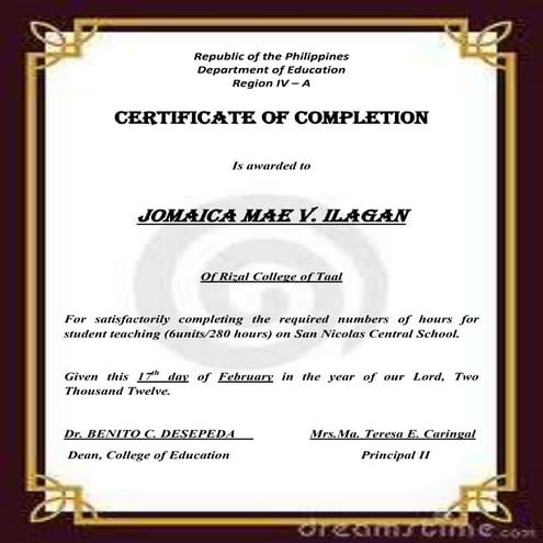 Certificate of completion | DOCX