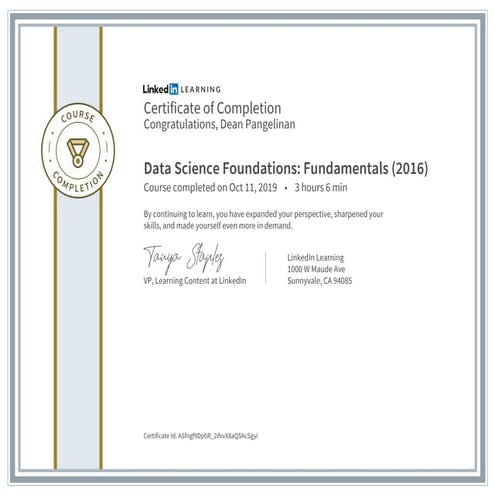 Certificate ofcompletion database foundations creating and manipulating data | PDF