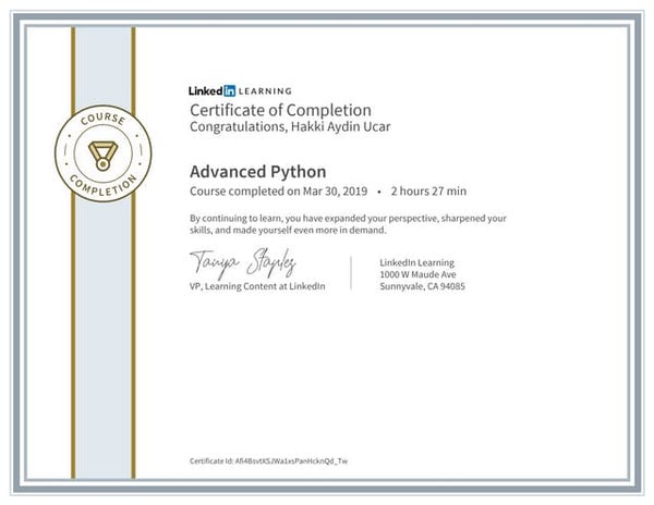 Certificate Of Completion Learning Python