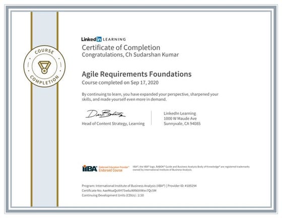 Certificate Of completion Business Analysis Foundations | PPT