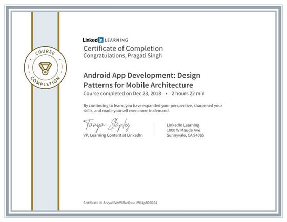 Certificate of completion android development essential training distributing apps | PPT