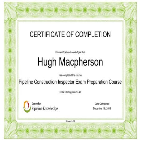 Certificate of completion api 1169 | PDF