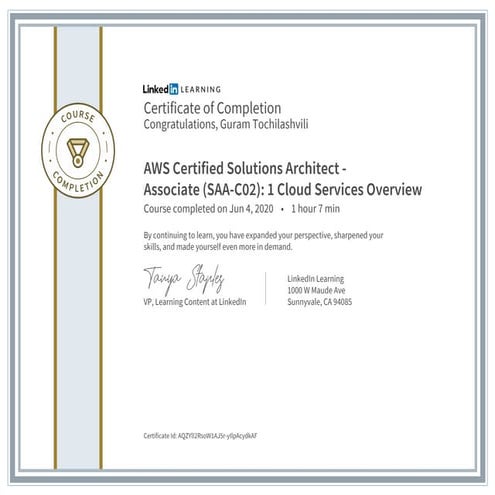 Certificate of completion aws certified solutions architect - associate (saa-c02)_ 1 cloud ...
