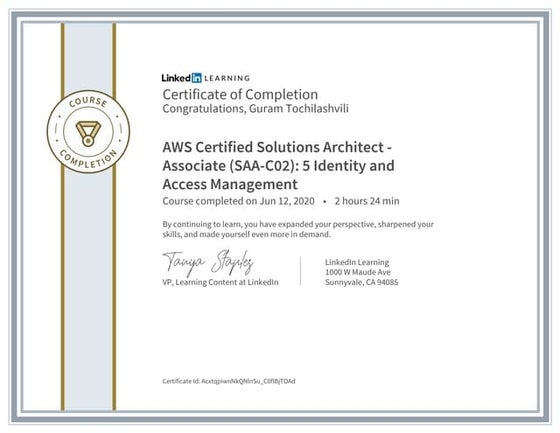 Certificate of completion aws certified solutions architect - associate ...