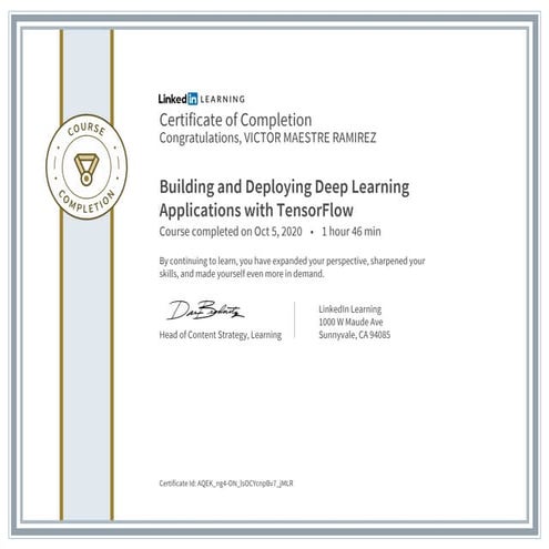 Certificate For Building And Deploying Deep Learning Applications With