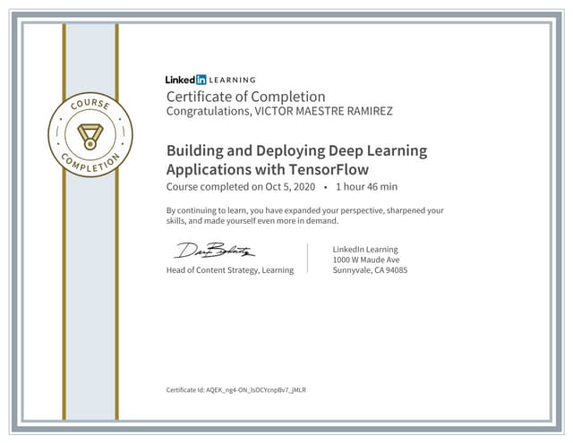 Certificate For Building And Deploying Deep Learning Applications With