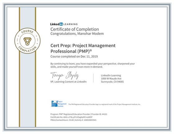 Project Management Workshop Certificate-Official | PPT