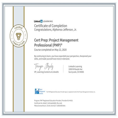 Certificate ofcompletion cert prep_ project management professional (pmp) (2) | PPT